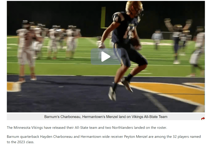 Barnum’s Charboneau, Hermantown’s Menzel land on Vikings All-State Team ...
